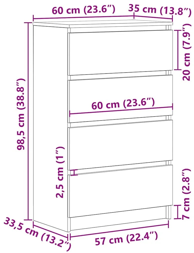 vidaXL Marketos Příborník betonově šedý 60 x 35 x 98,5 cm kompozitní dřevo