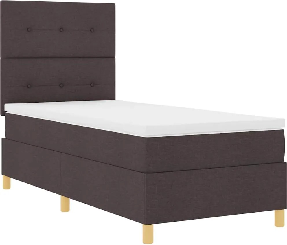 Postel s boxspringem s čelo Tmavě hnědá 80 x 200 cm textil 3339577