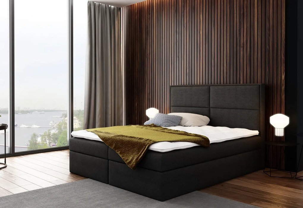Čalouněná postel GRAND + topper, 140x200, inari 100