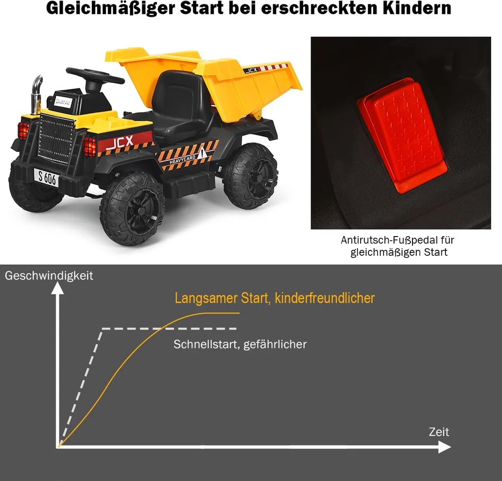 Costway 12 V dětský traktor s elektrickou zadní lopatou a dálkovým ovládáním