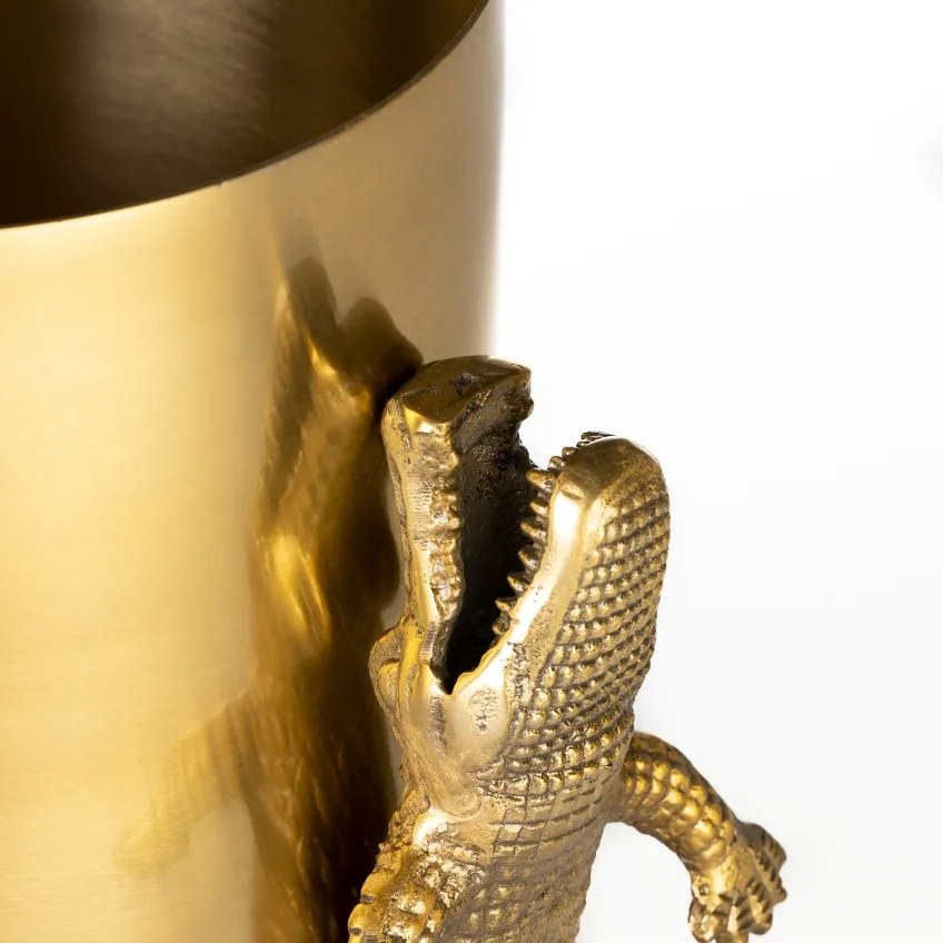 Zlatá kovová váza Bold Monkey Surrounded By Crocodiles 24 cm
