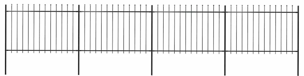 Zahradní plot s kopím nahoře ocelový 671 x 120 cm černý 277623