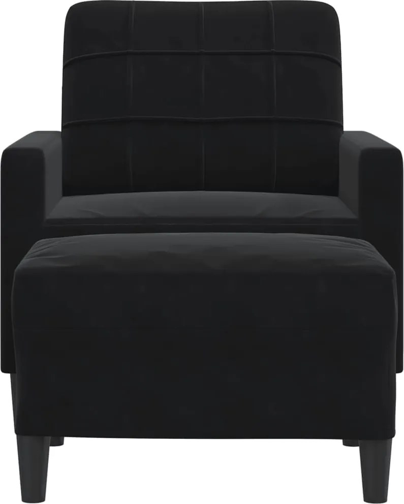 Křeslo s podnožkou černé 60 cm samet 3278262