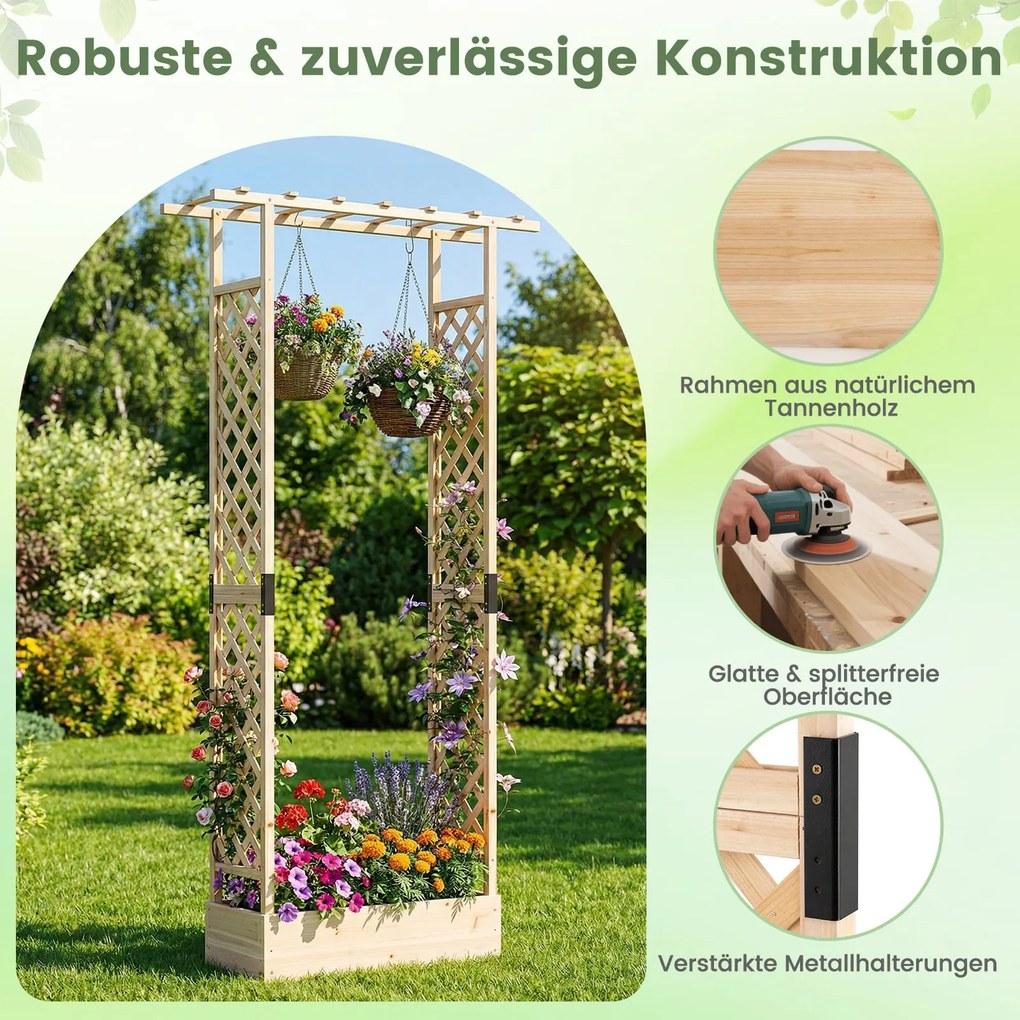 Costway Květinový truhlík s mříží Truhlík na rostliny s mříží a závěsnou střešní