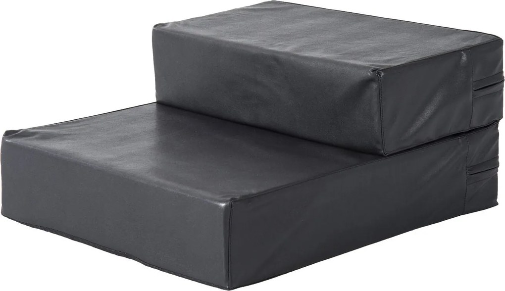 PawHut Zvířecí Schody 2 Kroky - Skládací Schody pro Psy a Kočky Černá L45 x Š39 x V20 cm | Aosom