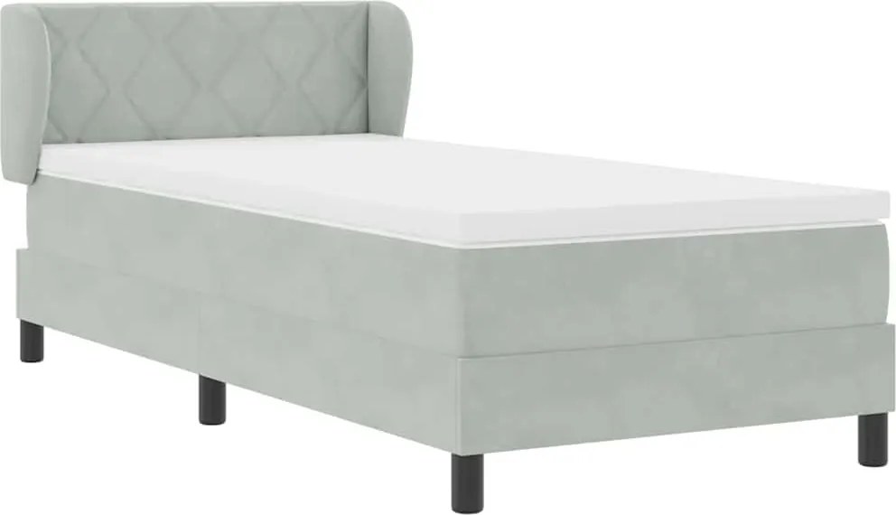 Postel s boxspringem s čelo Světle šedá 90 x 190 cm samet 3340418