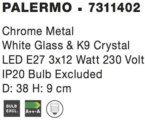 Moderní stropní svítidlo Palermo 38 Chrome
