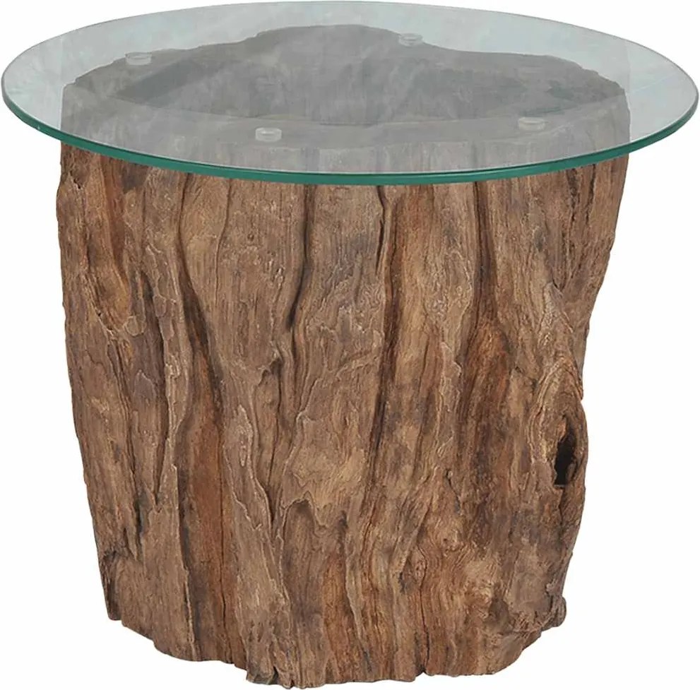 Konferenční stolek teak a sklo 50 x 40 cm 245069