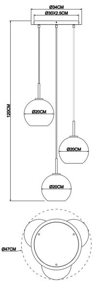 Globo 15462H1 - Lustr na lanku ADARA 3xE27/60W/230V