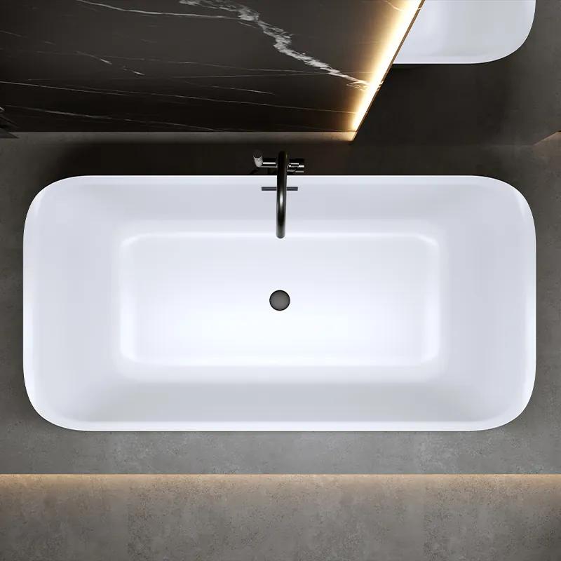 BPS-koupelny Volně stojící akrylátová vana HYD-VIA511B 160x80 bílá, odtokový komplet černý