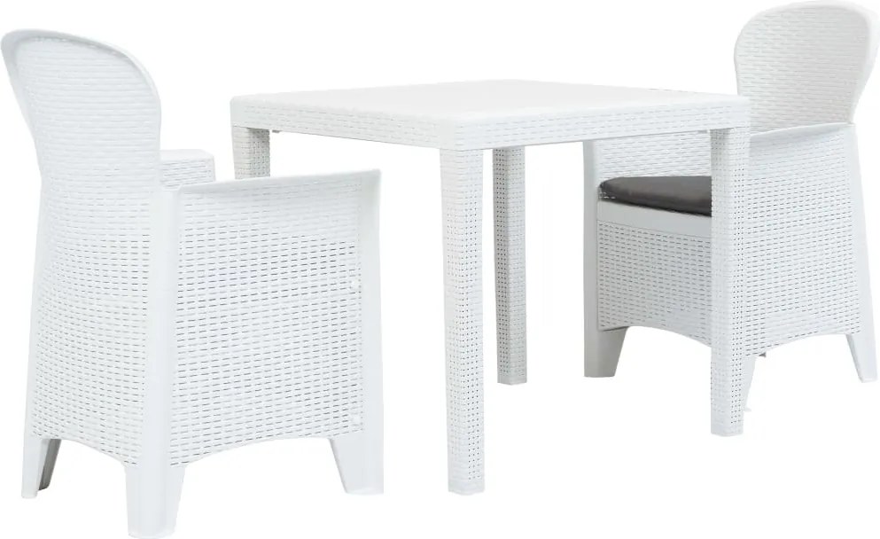 3-dílný bistro set - bílý | ratanový design