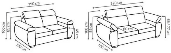 DABEK MEBLE SEATTLE sedací sestava 3+2 světle hnědá 190/220 x 85 - 100 x 100 cm