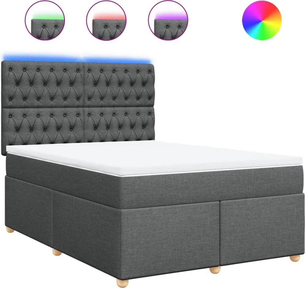 Box spring postel s matrací tmavě šedý 140 x 190 cm textil 3293583