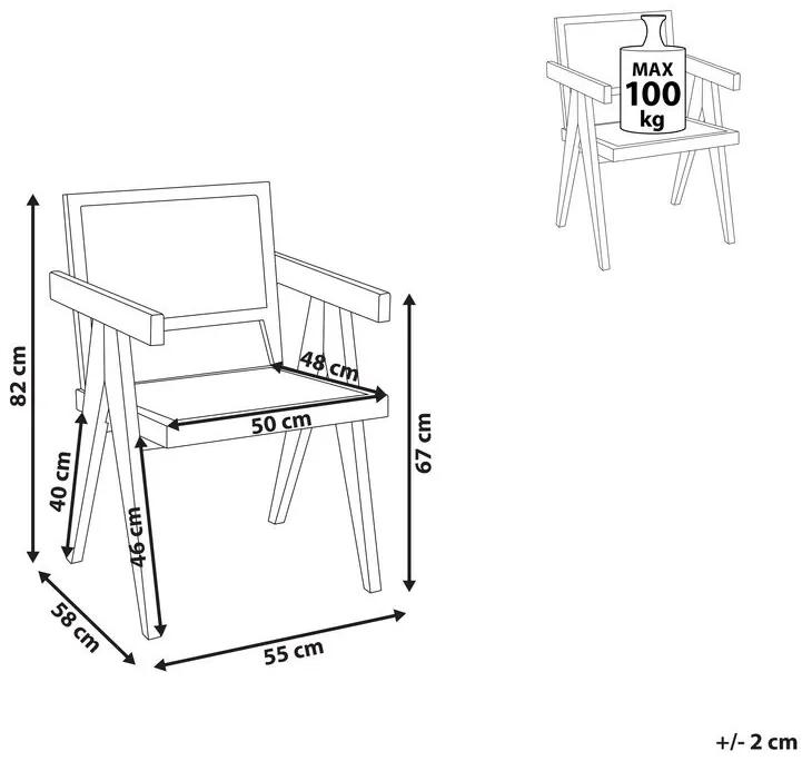 Dřevěná židle s ratanovým výpletem světlé dřevo/ černá WESTBROOK Beliani