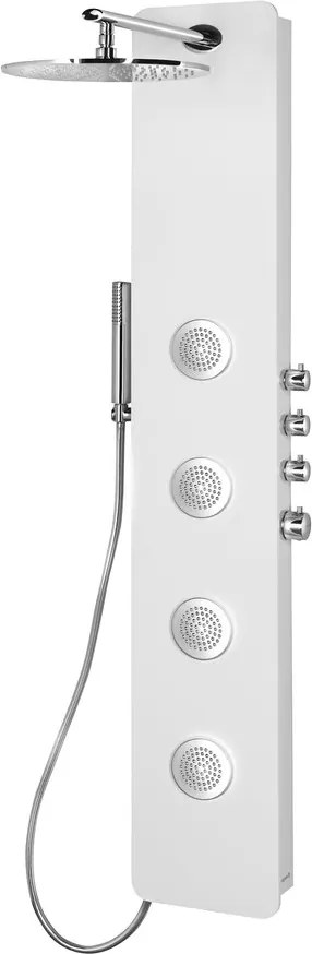 Polysan Sapho, SPIRIT ROUND termostatický sprchový panel nástěnný, 250x1550mm, bílá