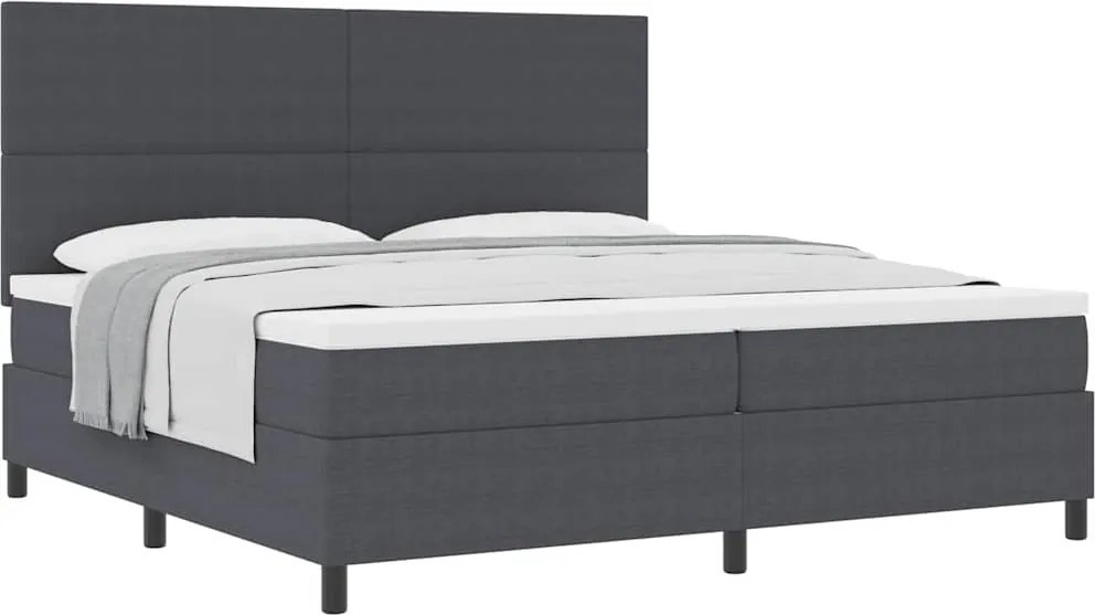 Postel s boxspringem s čelo Tmavě šedá a bílá 200 x 200 cm 3337572