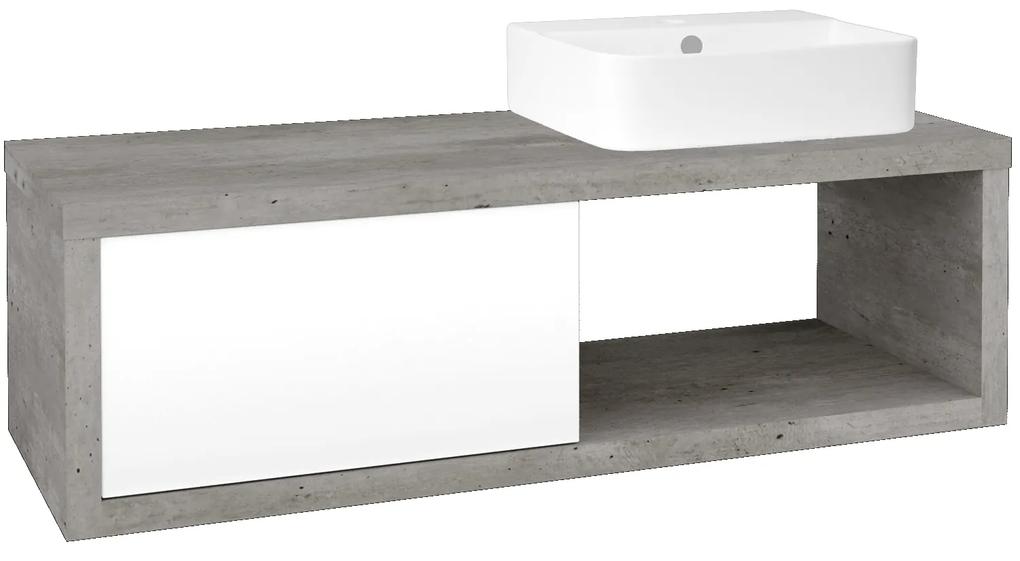 Dřevojas Koupelnová skříň STORM SZZO 120 (umyvadlo Joy 3) Varianta: D16  Beton tmavý / L01 Bílá vysoký lesk / Levé