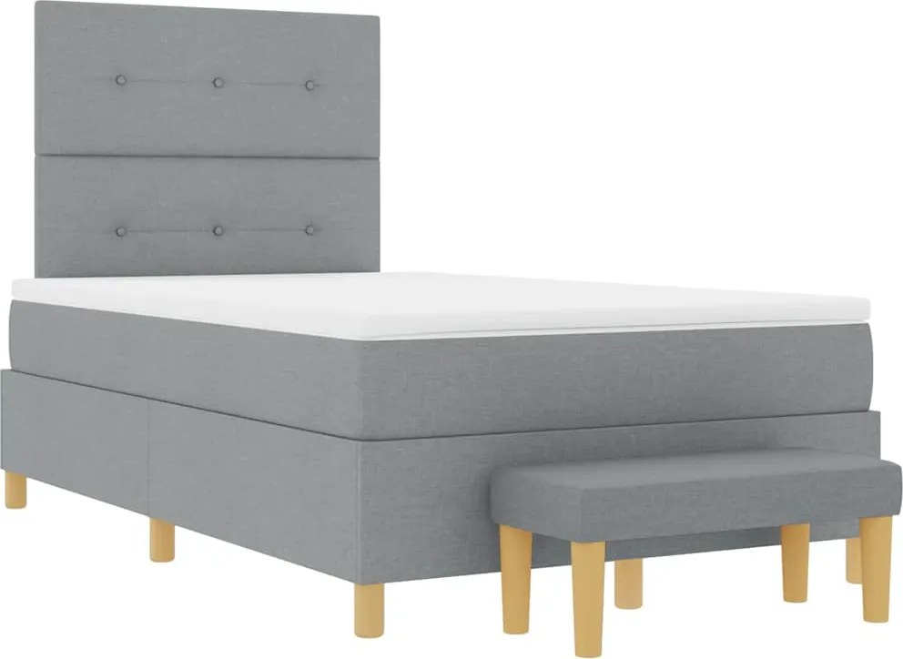 Postel s boxspringem s čelo Světle šedá 120 x 200 cm textil 3344289