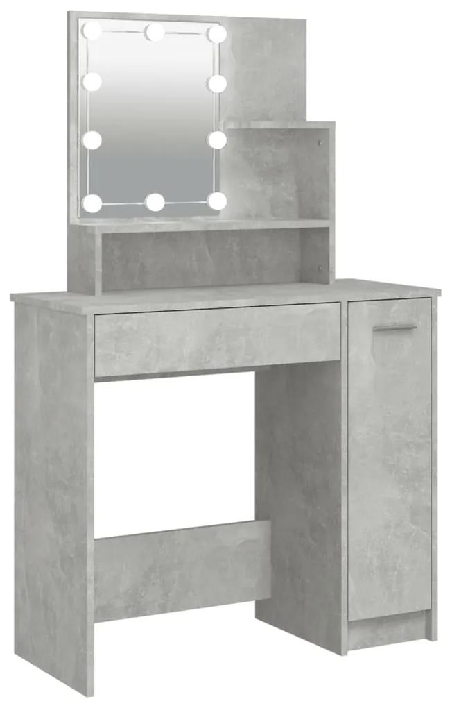 Toaletní stolek s LED betonově šedý 86,5 x 35 x 136 cm - Default Title