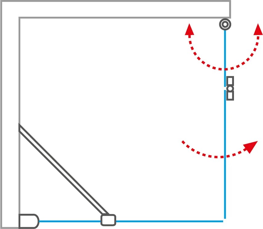 Čtvercový sprchový kout se skládacími dveřmi a otočným systémem TZOL1+TZOP1 Viz technická specifikace Transparent Brillant TZOL1/800+TZOP1/800 800 800 TZOL1/800_TZOP1/800