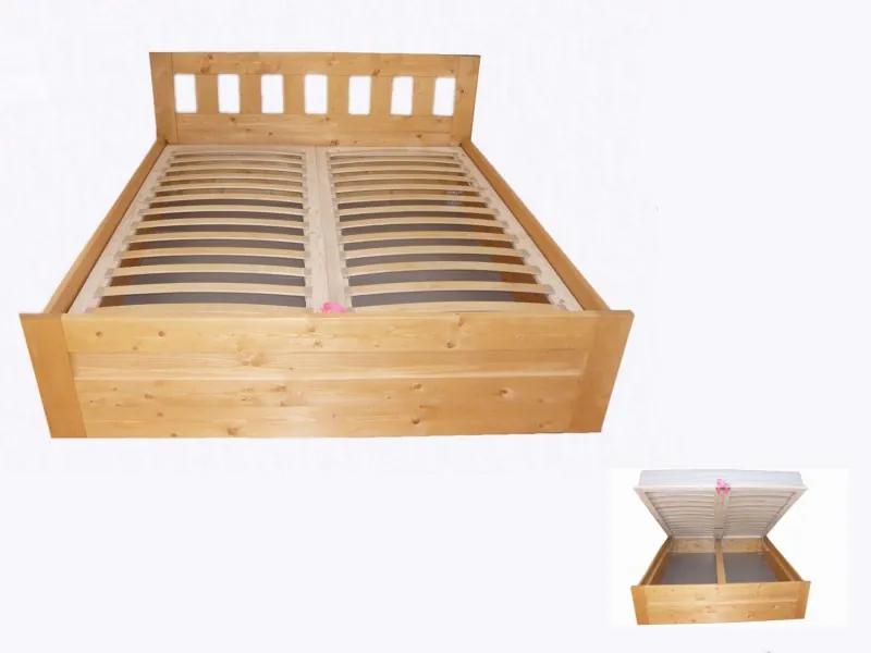 Dřevěná postel s úložným prostorem KUBA SENIOR