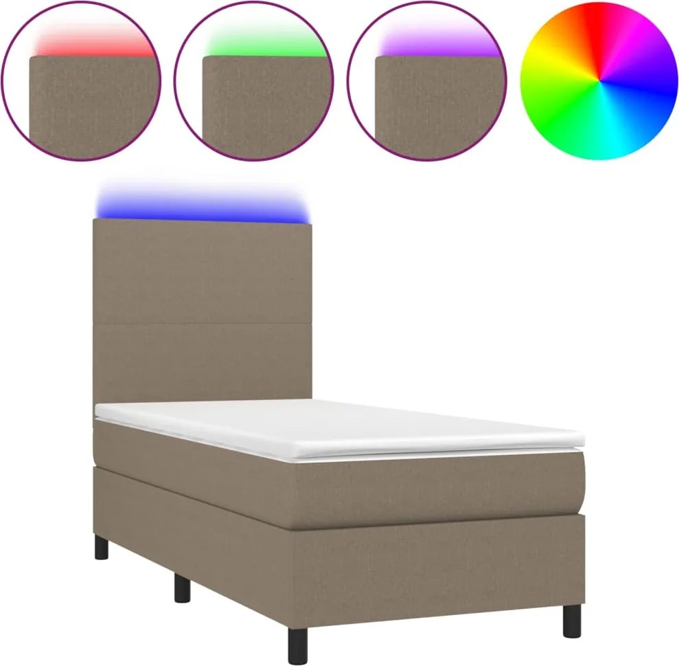Box spring postel s matrací a LED taupe 90x190 cm textil 3134681
