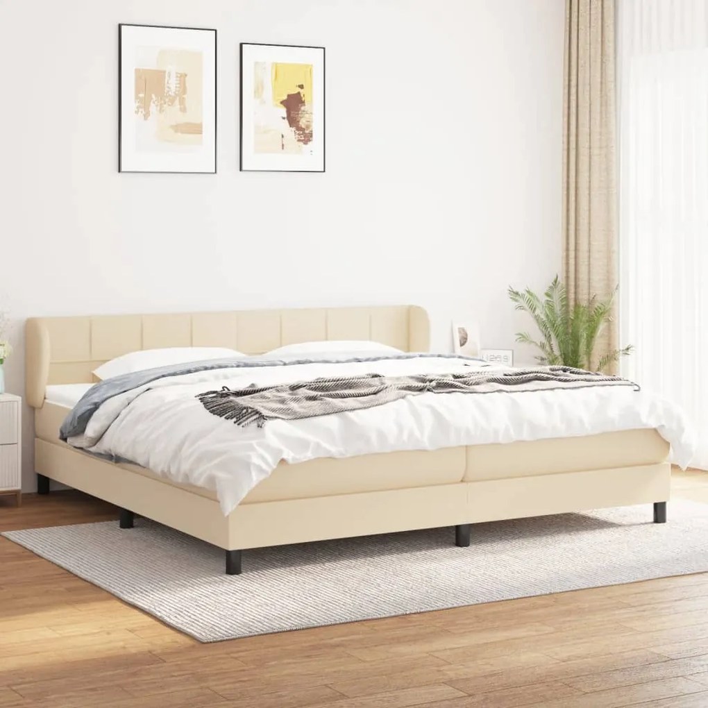 Box spring postel s matrací krémová 200x200 cm textil 3126274