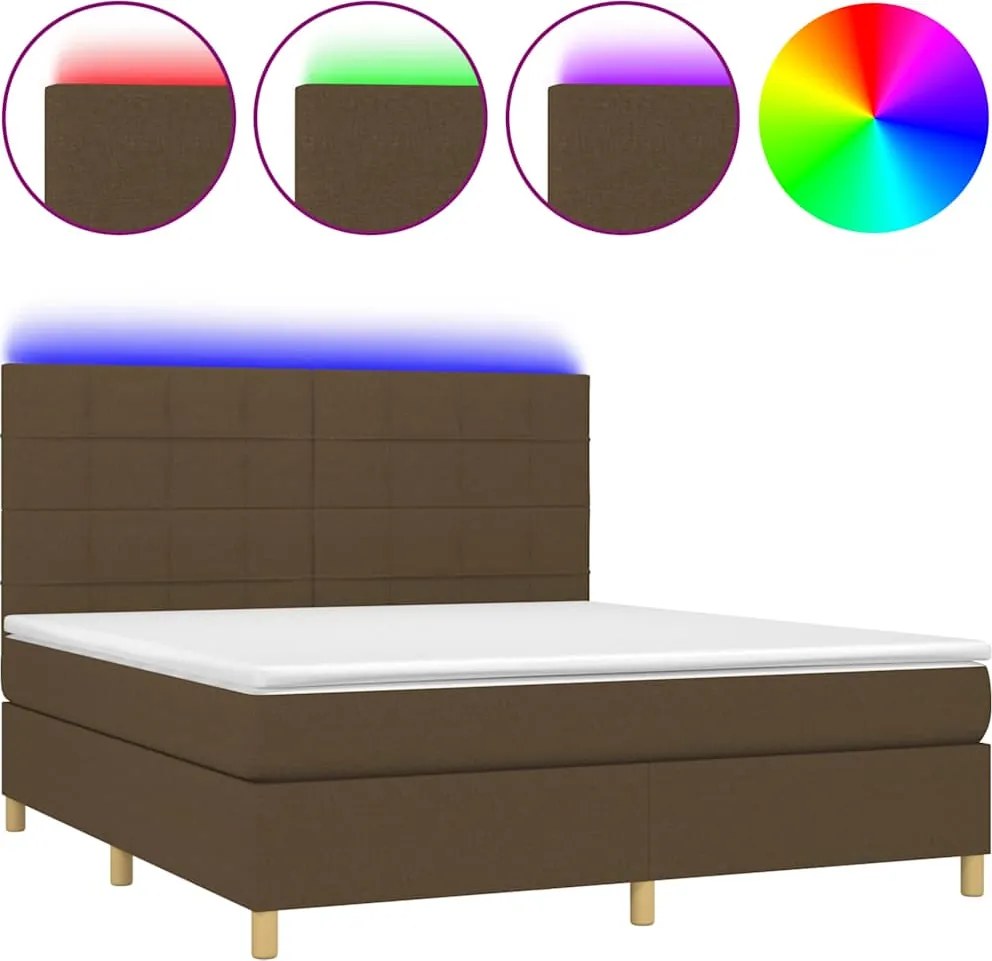 Box spring postel s matrací a LED tmavě hnědá 160x200 cm textil 3135448