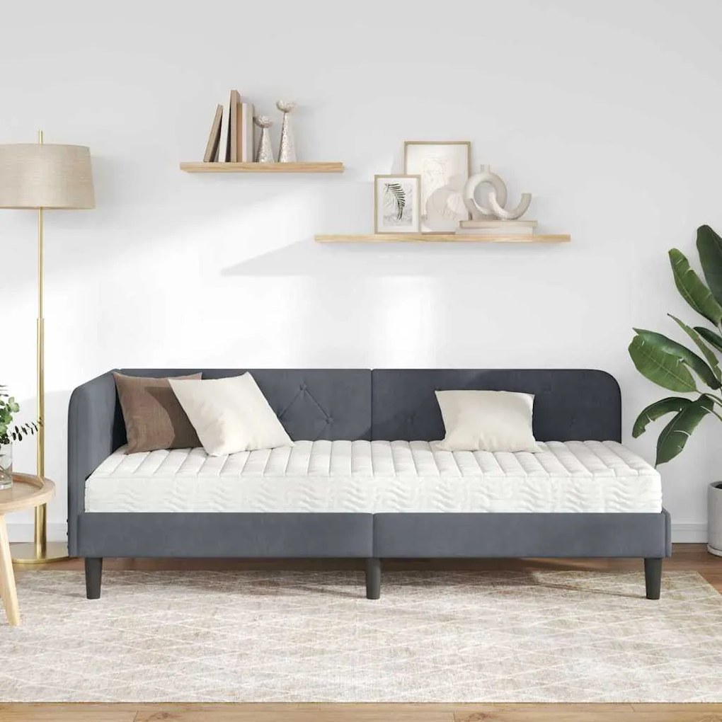 Rohový rám postele Tmavě šedá 80 x 200 cm samet 3394135