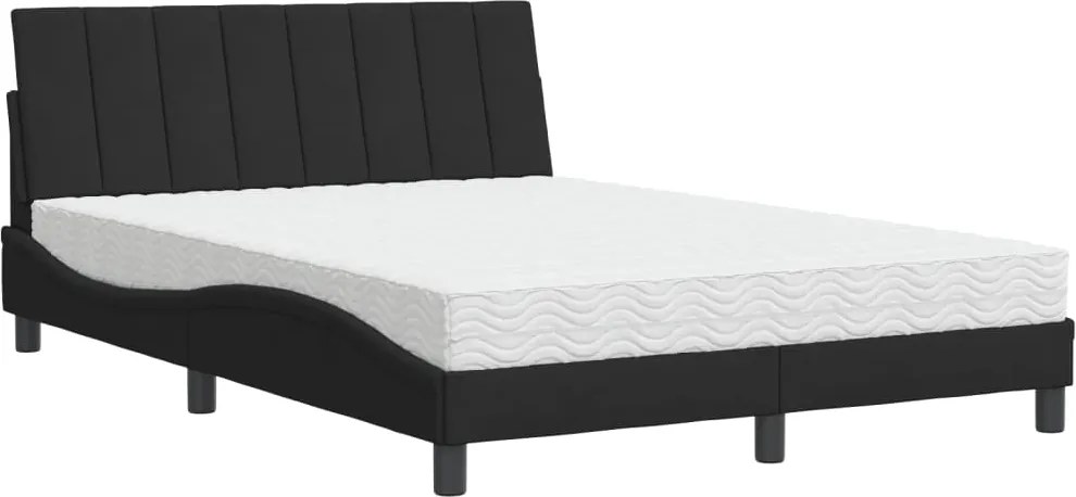 Postel s matrací Hanko černá 140 x 190 cm samet 3208594