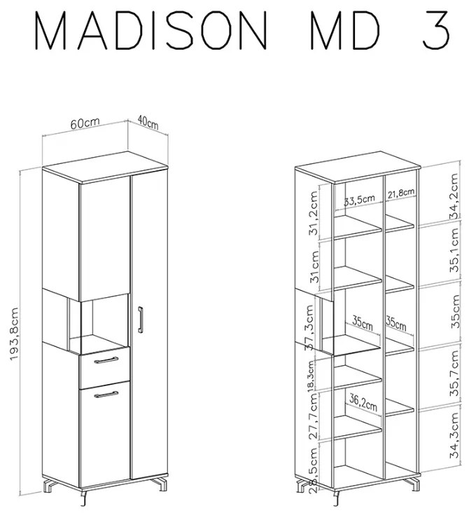 Meblar Obývací sestava Madison C Barva: -dub piškotový / bílá lux