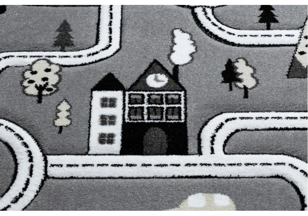 Dětský kusový koberec Cesty ve městě šedý 80x150cm