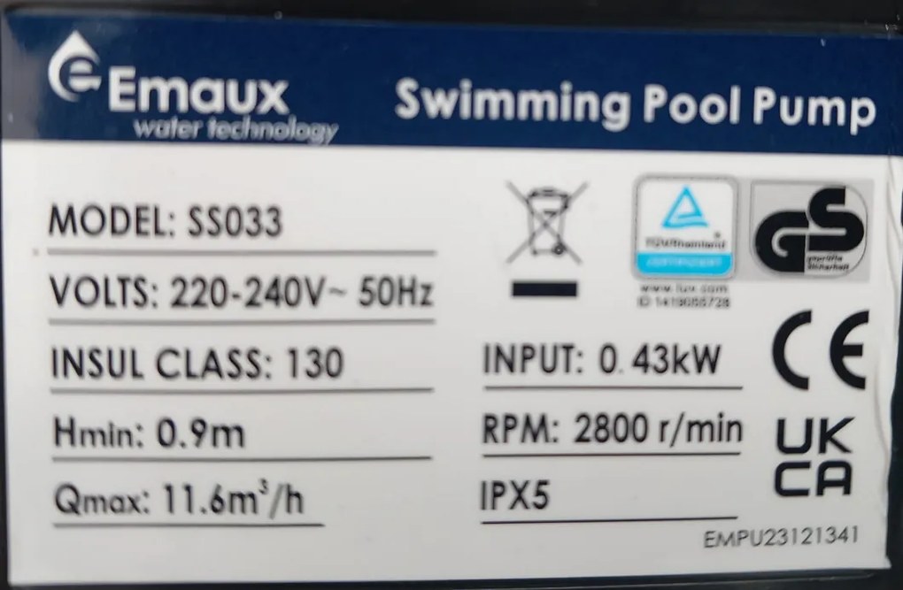 Bazénové čerpadlo Emaux SS033 5 m3/h (FXP 250)