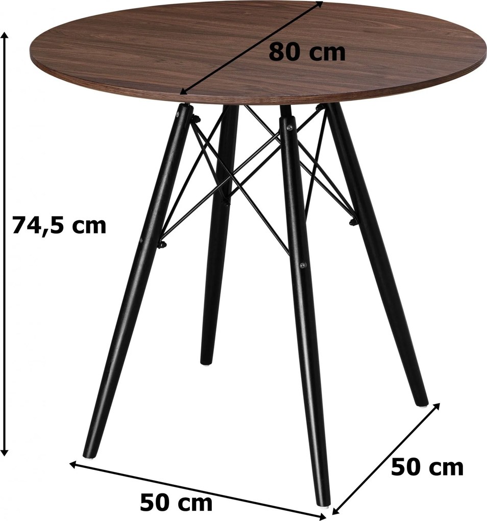 Jídelní stůl PARIS BLACK 80 cm - jasan/černý