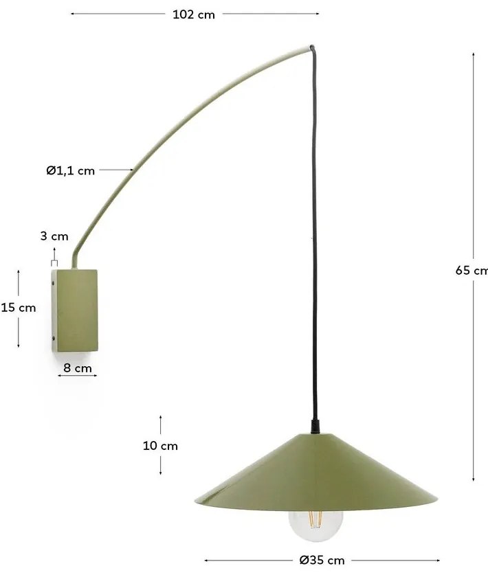 Zelené nástěnné svítidlo ø 35 cm Kally – Kave Home