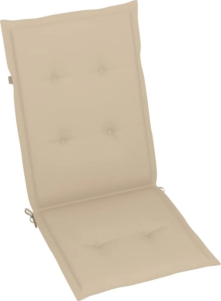 Skládací židle 6 ks s béžovými polštáři z masivního teakového dřeva 3065563