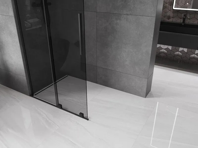 Mexen Velar L, posuvná sprchová zástěna Walk-in 120 x 200 cm, 8mm šedé sklo, černá matná, 871-120-003-43-70