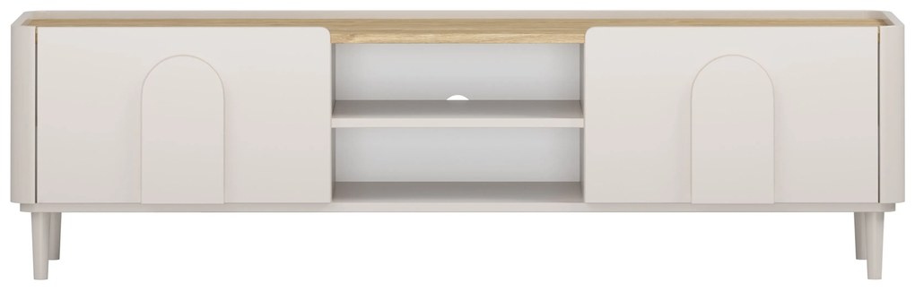 TV stolek Amilio 170 cm na nožkách - kašmírová / dub olejovaný / kašmírové úchytky