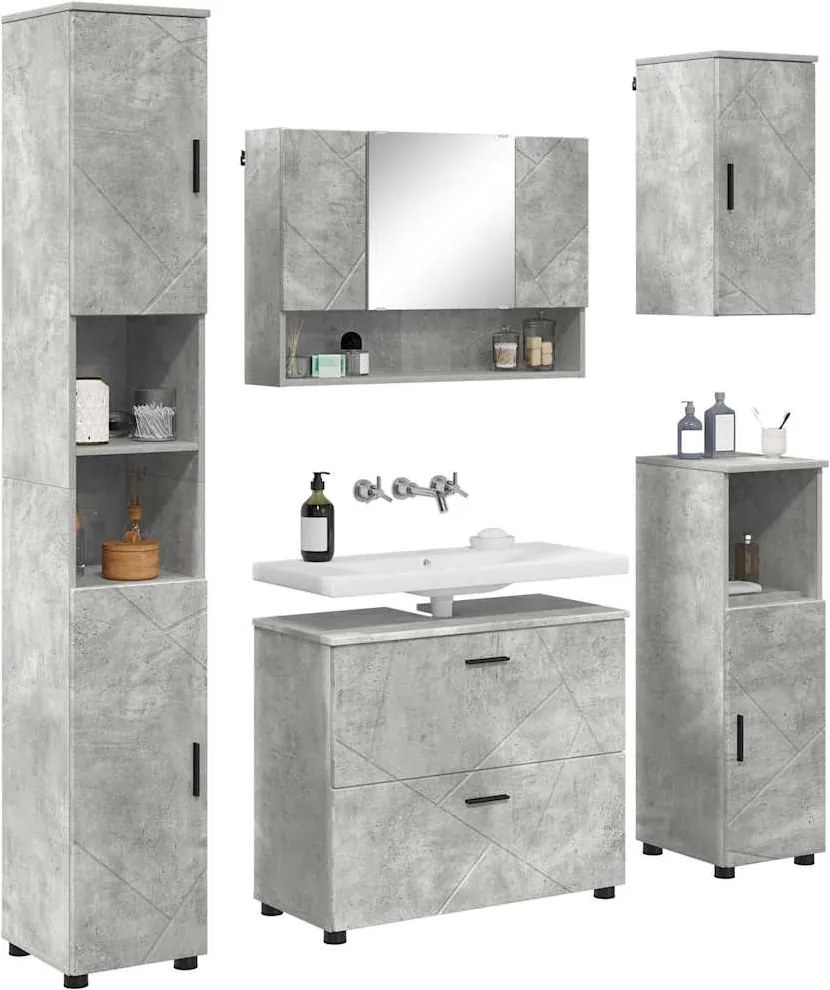 Sada koupelnového nábytku 5 ks Betonově šedá 35 x 30 x 192 cm 3393066