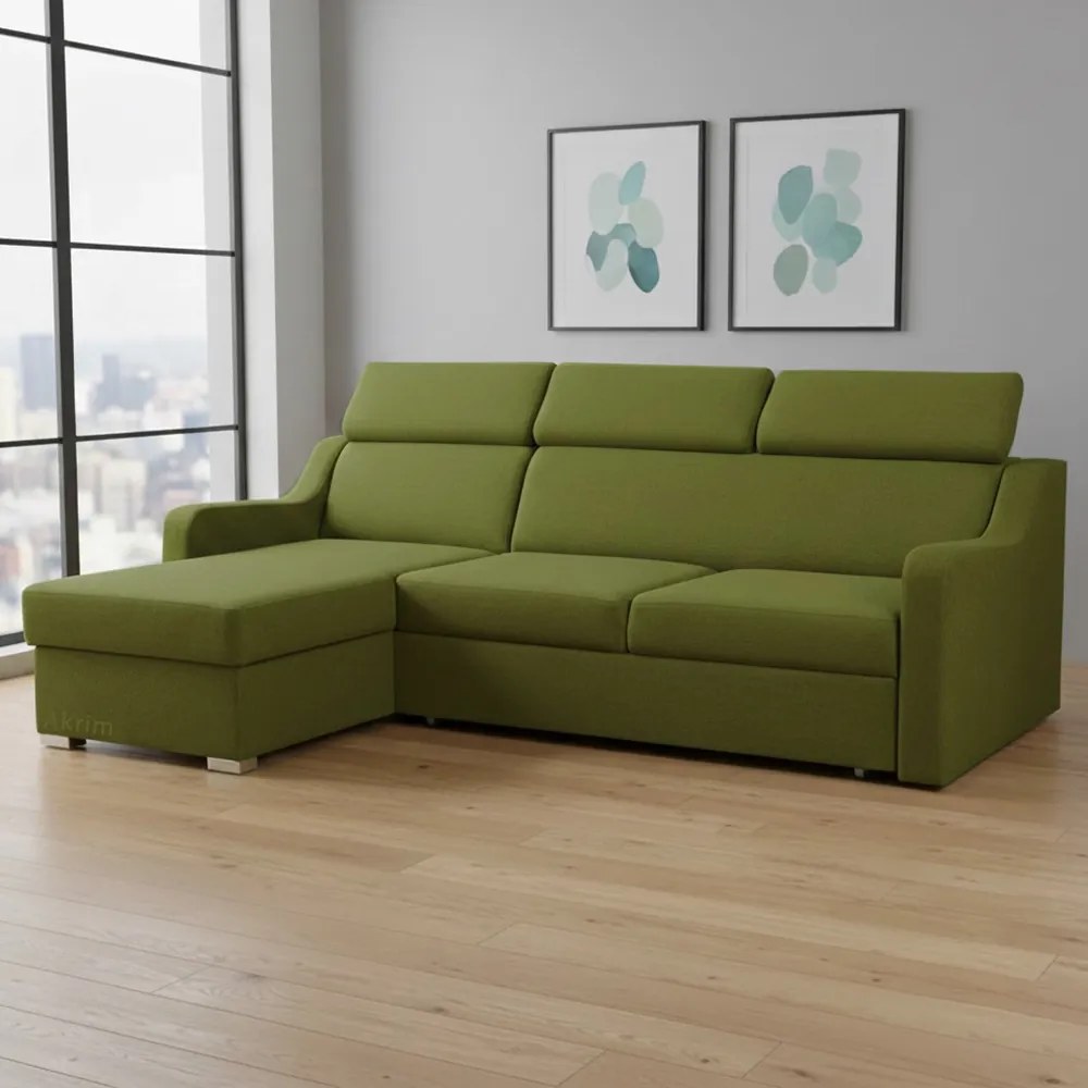 Sedací souprava MIKELI | 232x158 cm | UNI | rozkládací + úložný prostor | AKCE | olivově zelená 12