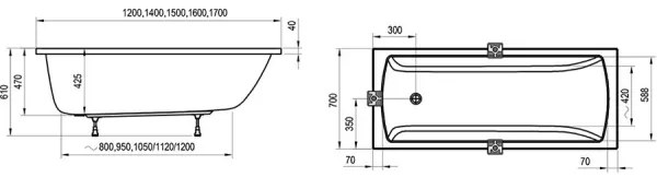 Ravak CC21000000 - Vana CLASSIC 140x70 cm akrylát/bílá