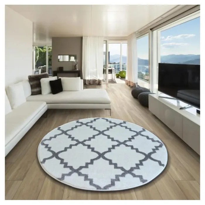 Kusový koberec Mira bílý kruh 120cm