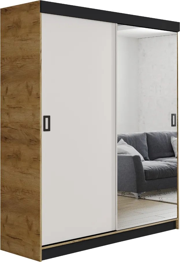 Posuvná skříň RETRO 1 138 - dub Craft zlatý + bílý 138x205x59 cm