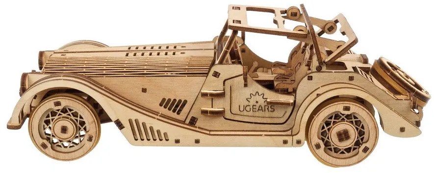 Ugears 3D dřevěné mechanické puzzle Sportovní auto Rapid Mouse