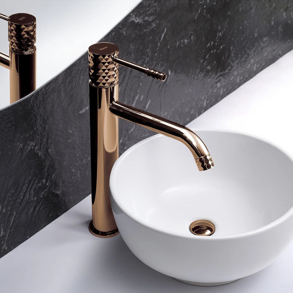Rea Lungo Diamond, vysoká umyvadlová baterie h-300, měděná lesklá, REA-B8996