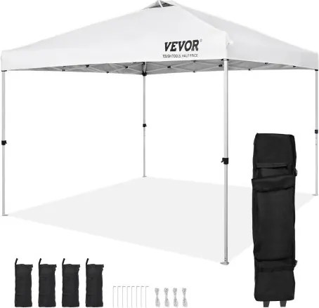 Párty stan Pop Up Canopy 3,05 × 3,05 m s přenosnou taškou pro kempování bílá