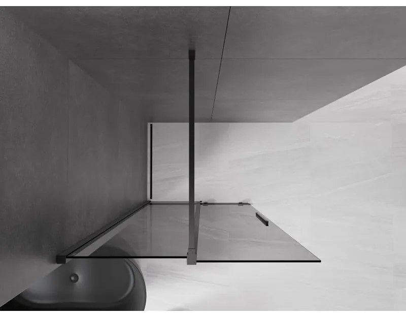 Mexen Velar, sprchová zástěna s posuvnými dveřmi Walk-in 100 x 200 cm, 8mm šedé sklo, černá matná, 871-100-000-43-70