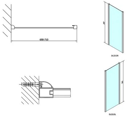 Polysan Lucis Line Sprchová boční stěna 70 cm, chrom/čiré sklo, DL3215