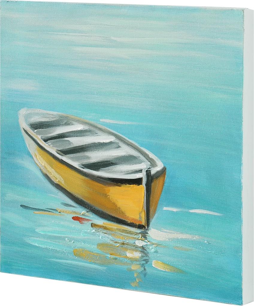 [art.work] Ručně malovaný obraz - člun - plátno napnuté na rámu - 30x30x2,8 cm