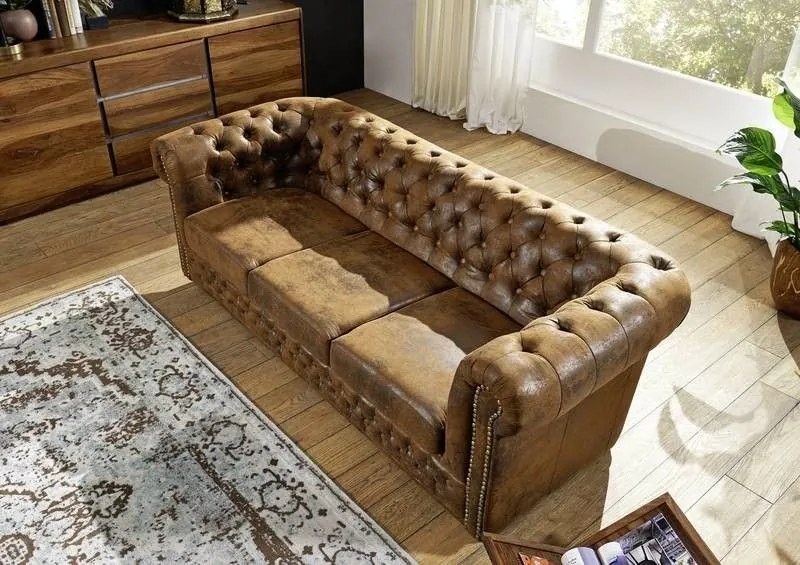 Askont R Pohovka 3M brown Chesterfield Oxford